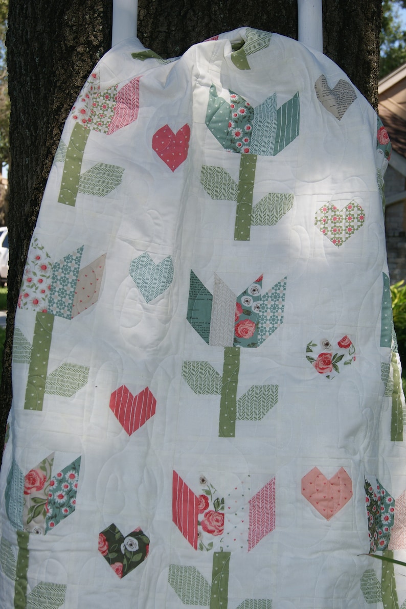 HEART BLOSSOMS Moda LOVE Note Charm Quilt Kit Lella Boutique - Etsy