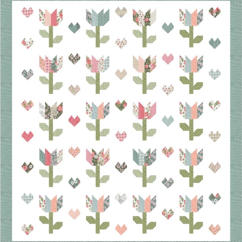 HEART BLOSSOMS Moda LOVE Note Charm Quilt Kit Lella Boutique - Etsy