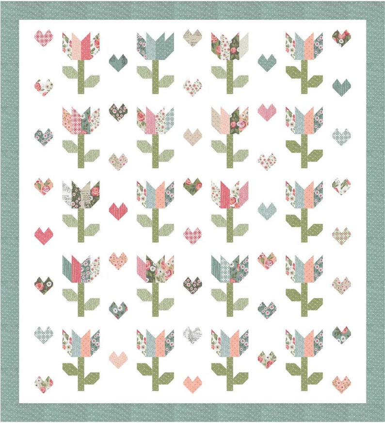 HEART BLOSSOMS Moda LOVE Note Charm Quilt Kit Lella Boutique - Etsy