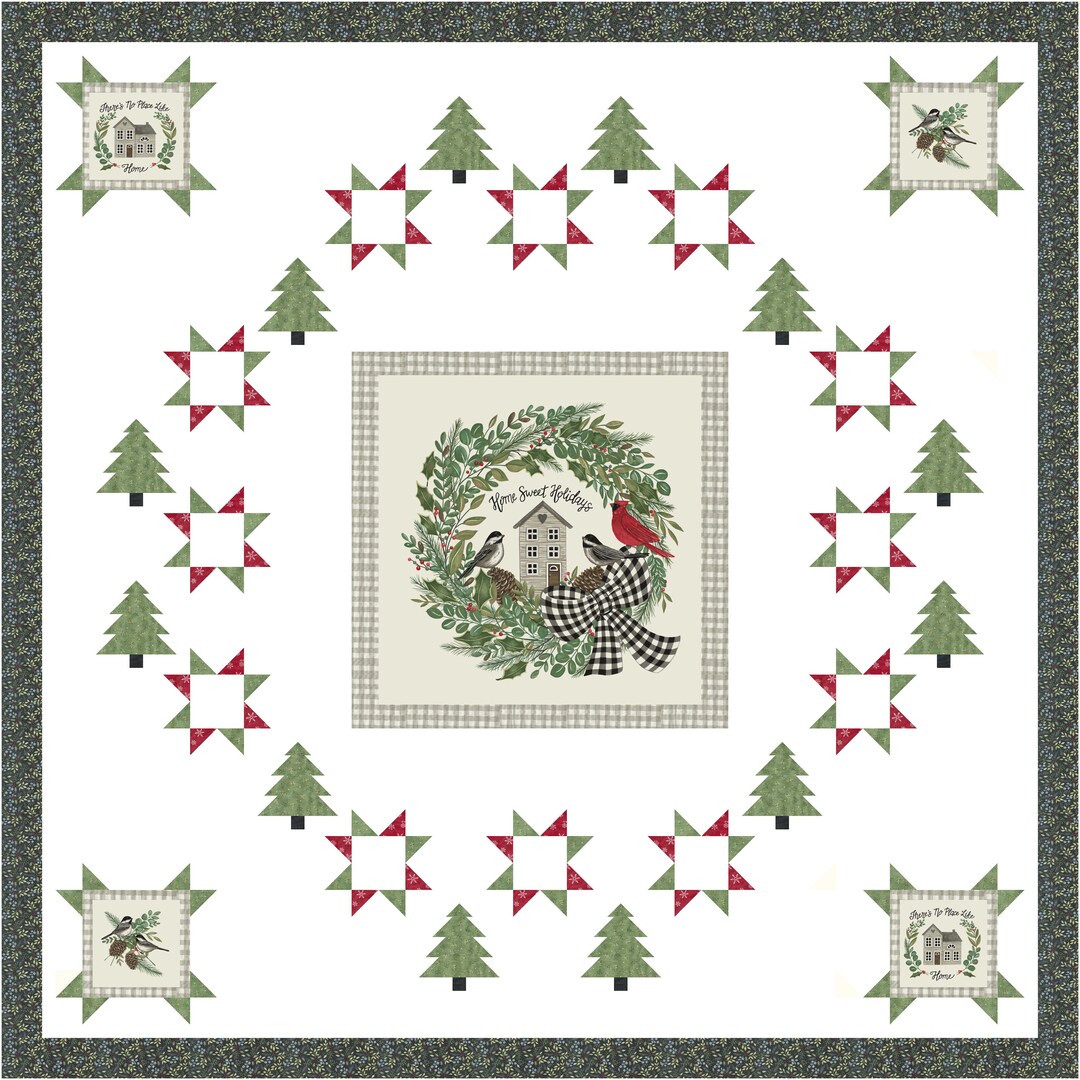 HOLIDAYS at HOME Moda Panel Christmas Quilt KIT Deb Strain Prints by ...