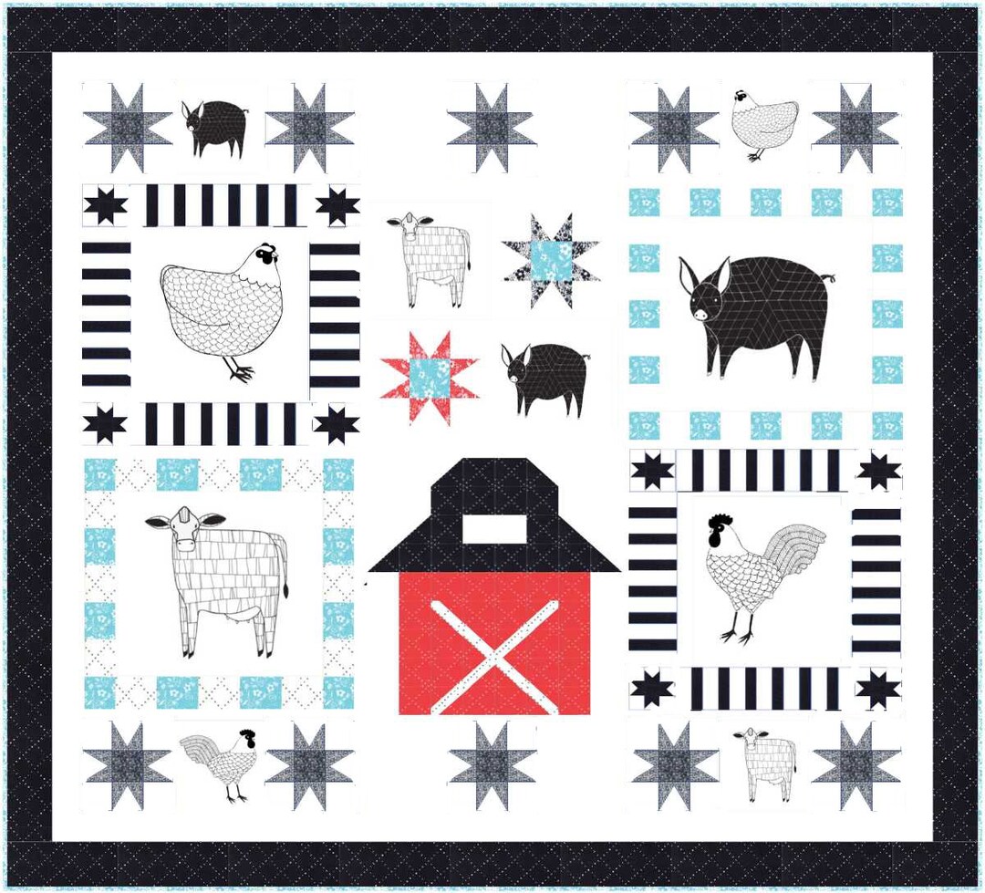 ON the FARM Quilt Kit Featuring Moda Farm Charm & Farm Fresh Prints by ...