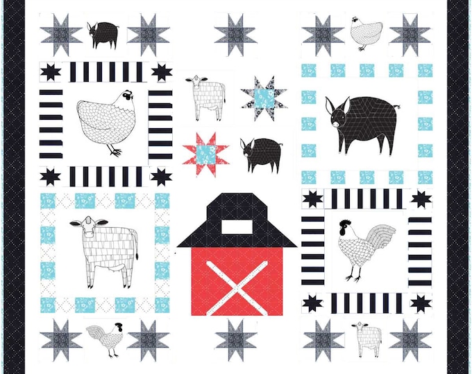 ON the FARM Quilt Kit Featuring Moda Farm Charm & Farm Fresh Prints by ...