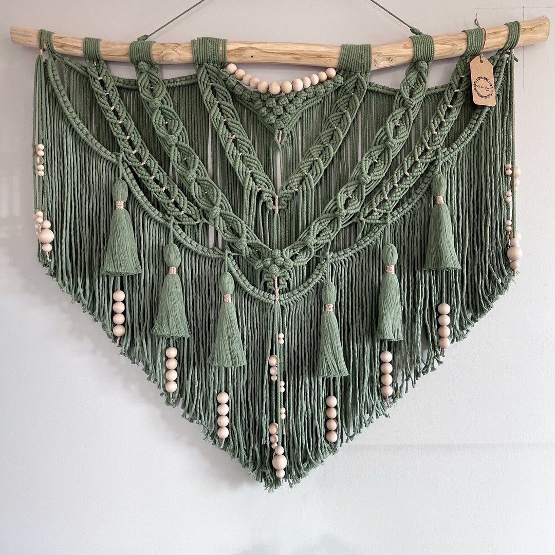 Macrame Landscape Wall Hanging, Scandinavian Wall Decoration, Sage ...