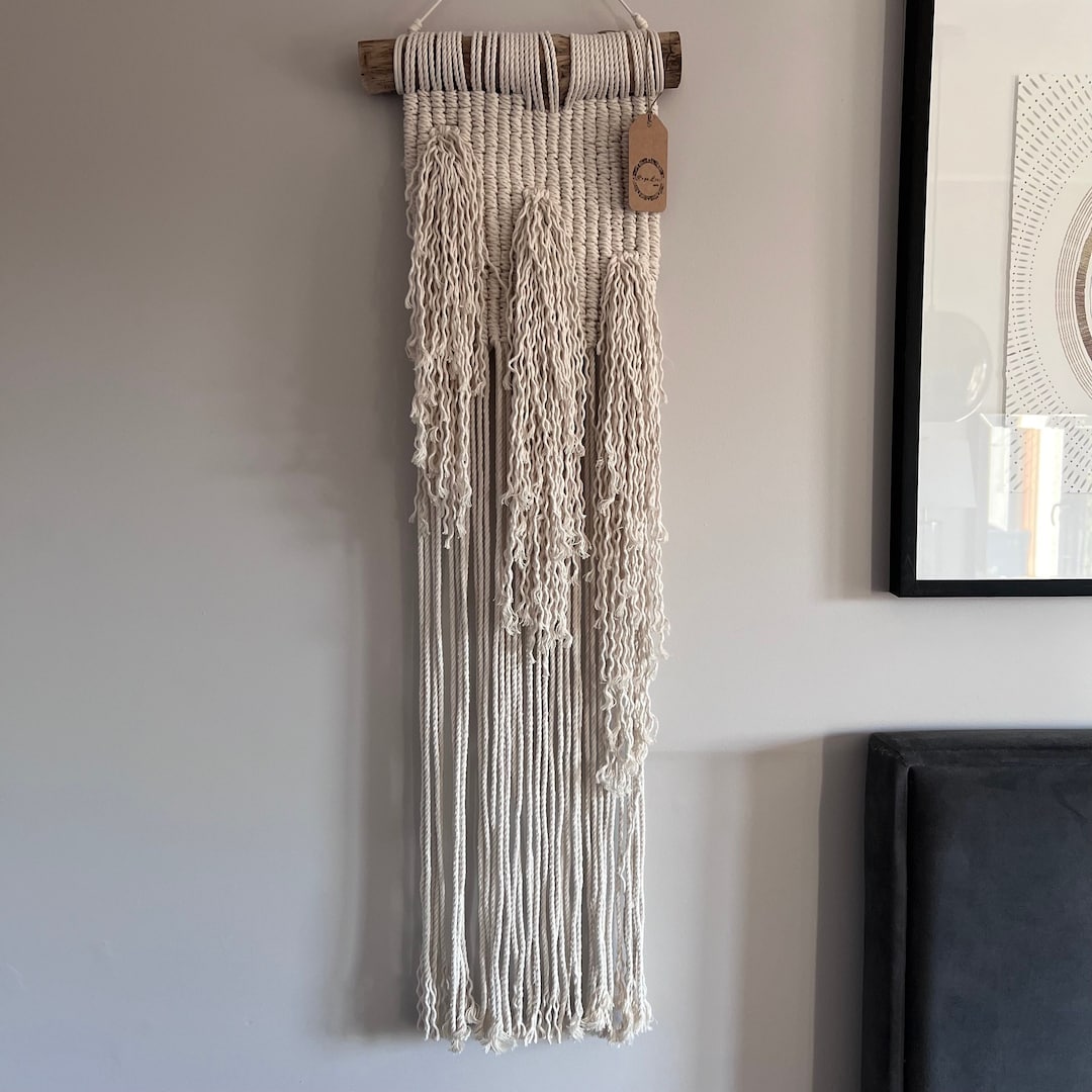 Long Macrame Decorative Wall Hanging, Modern Minimalist Fiber Art Wall ...