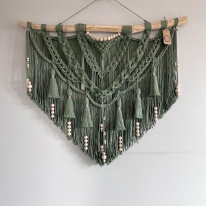 Macrame Landscape Wall Hanging, Scandinavian Wall Decoration, Sage Green Macrame, Makramee ...