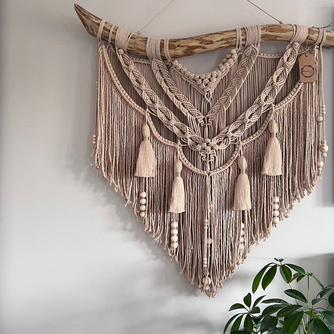 Large Macrame Wall Hanging With Tassels, Big Macrame Mural, Boho Wall ...