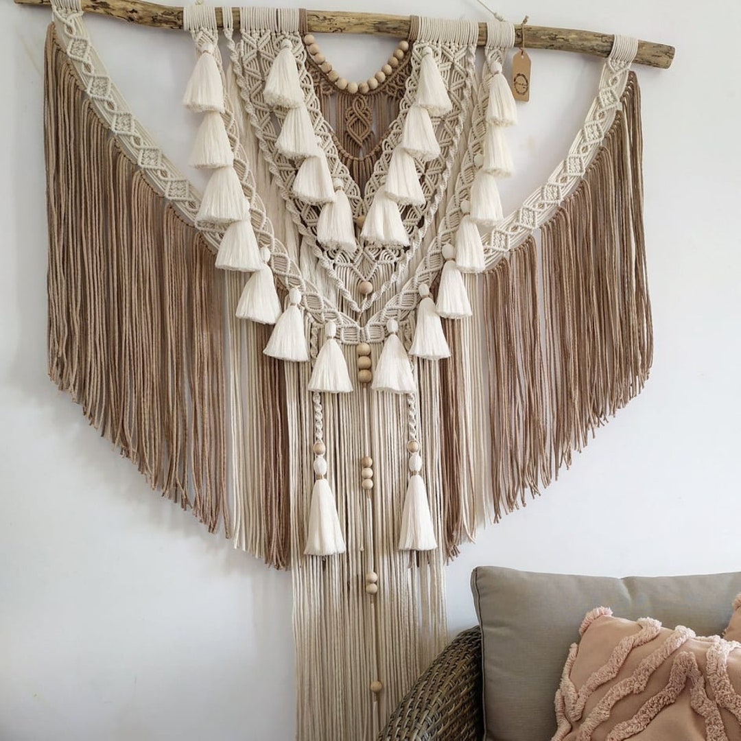 Boho Woven Wall Hanging, Large Wall Weaving Tapestry, Organic Minimal ...