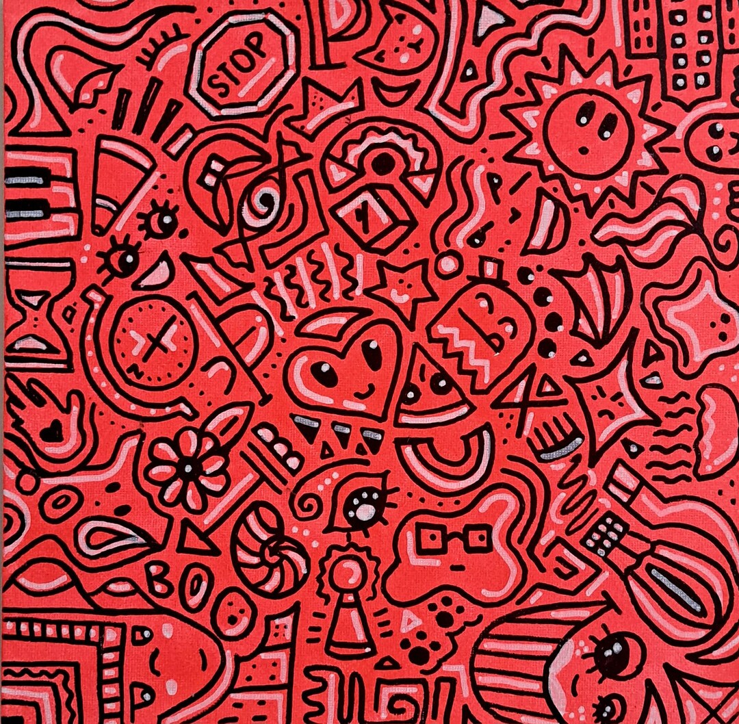 West Side Willie's Silly Psychedelic Cartoon Sketch Doodle Art Wall Red ...