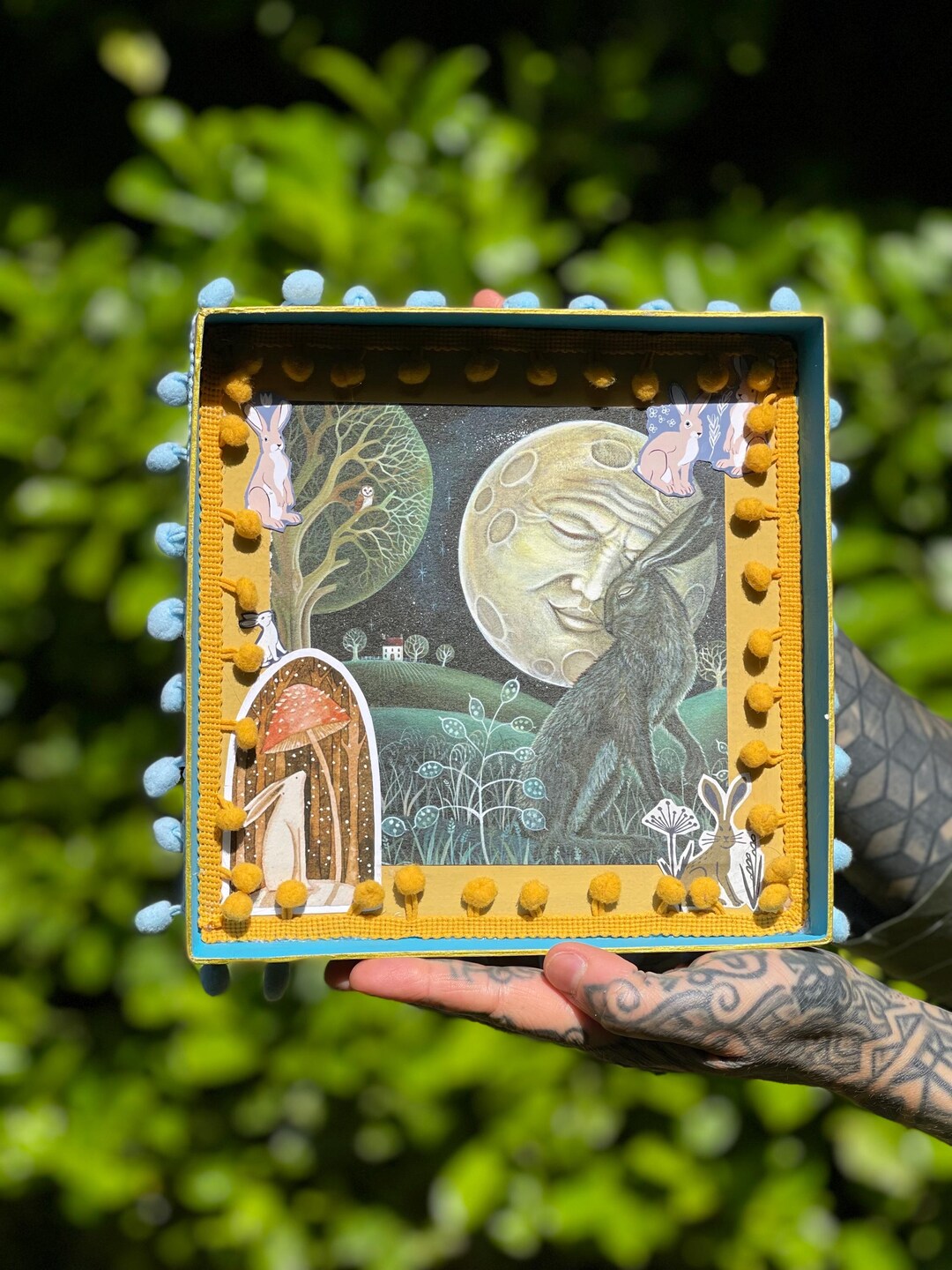 Hare and Moon Art Wall Decor Mexican Folk Art - Etsy