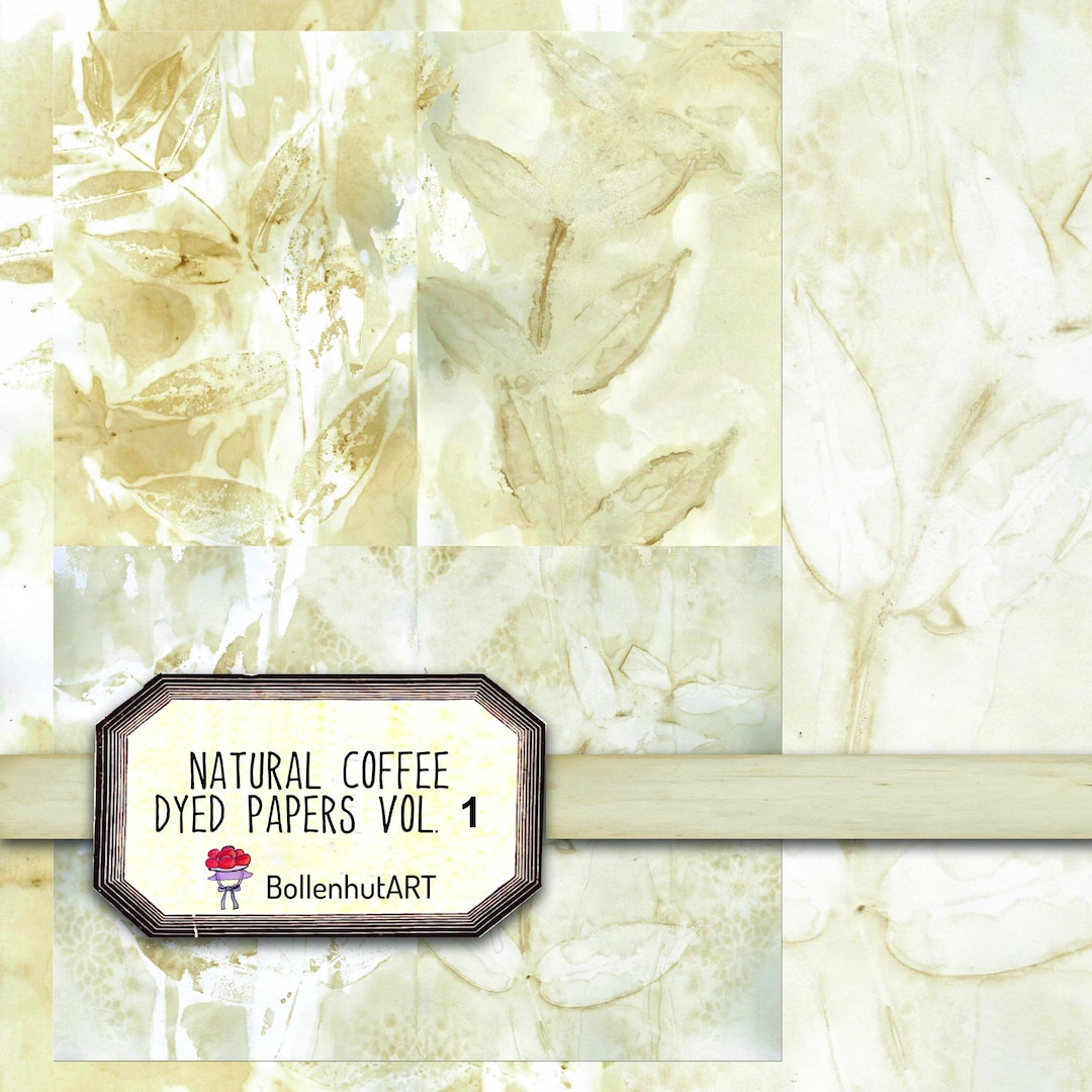 DIGITAL Botanical Eco Dyed Papers, Natural Coffee Dyed Papers, 17 ...