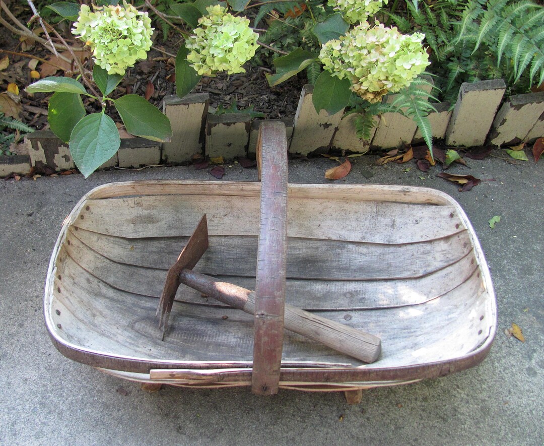 Vintage Garden Trug No. 6 Size Made of Bent Wood Strips & Chestnut ...