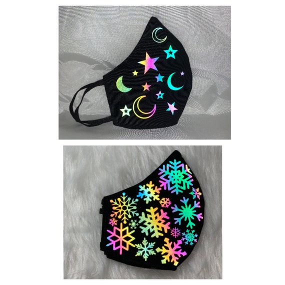 Rainbow Reflective Face Mask Covering | Etsy