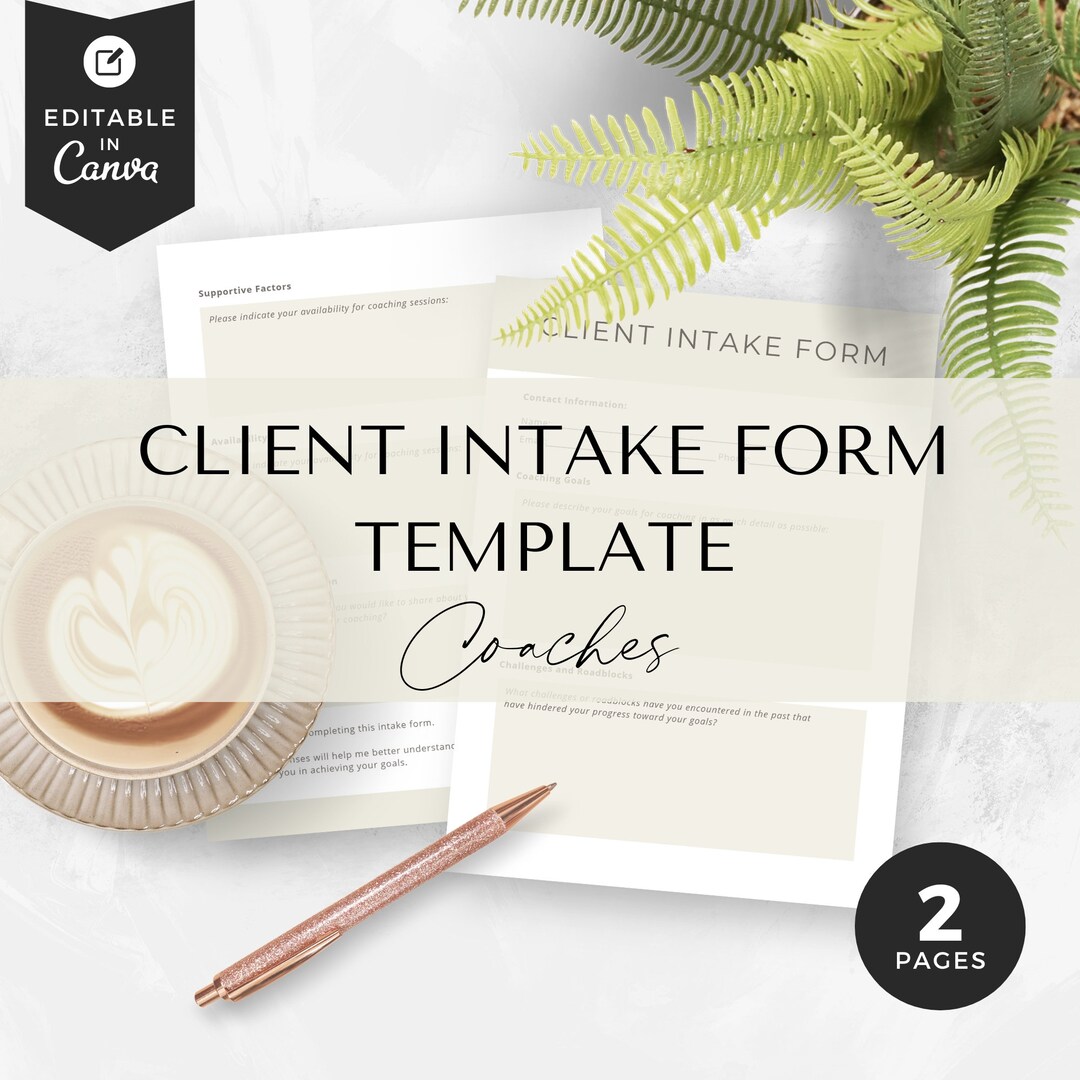 Client Intake Form Template for Coaches, INSTANT DOWNLOAD, Editable ...