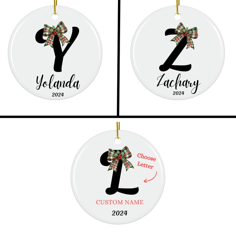 Letter Name Ornaments Custom Initial Ornament Christmas Gift 2024 ...
