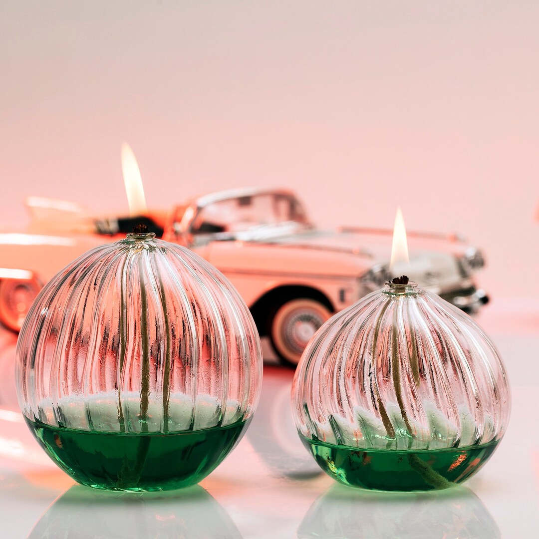 2pcs Striped Glass Oil Lamp Set Transparent Glass Oil Lamp - Etsy