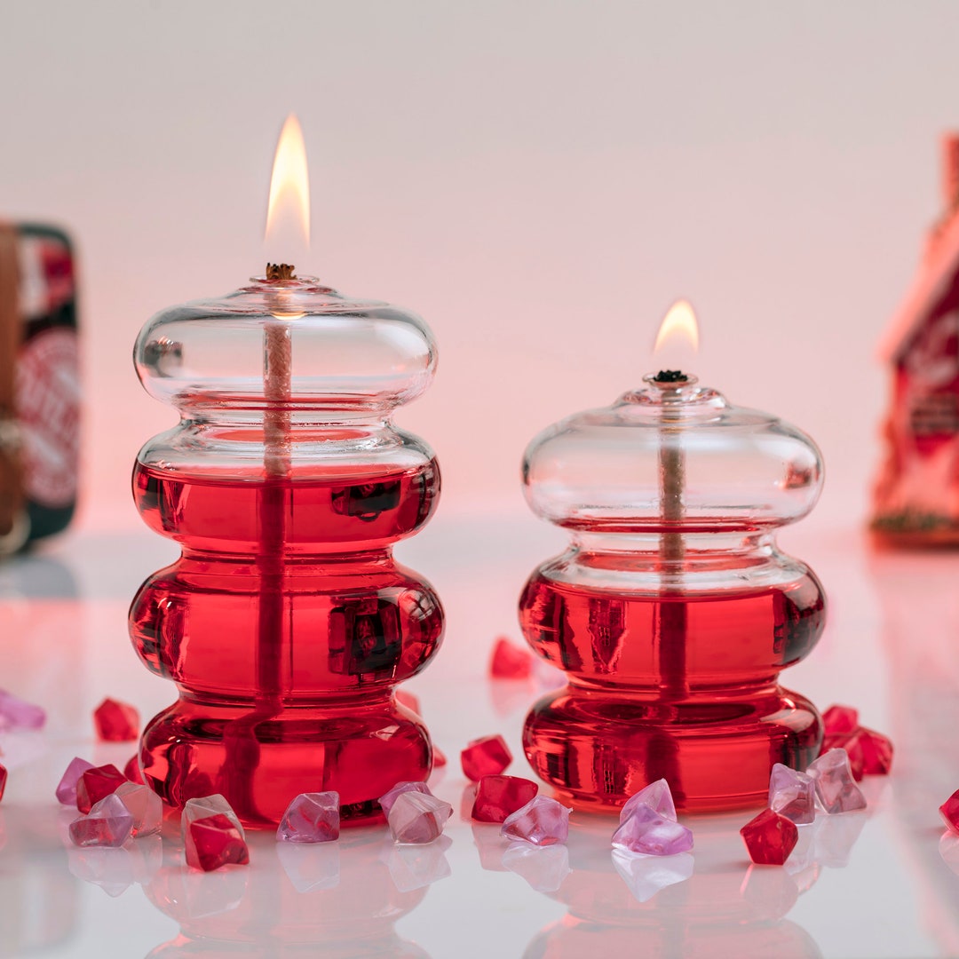 Glass Oil Lamp Duo Unique Decorative Lighting and Ambient Light Set ...