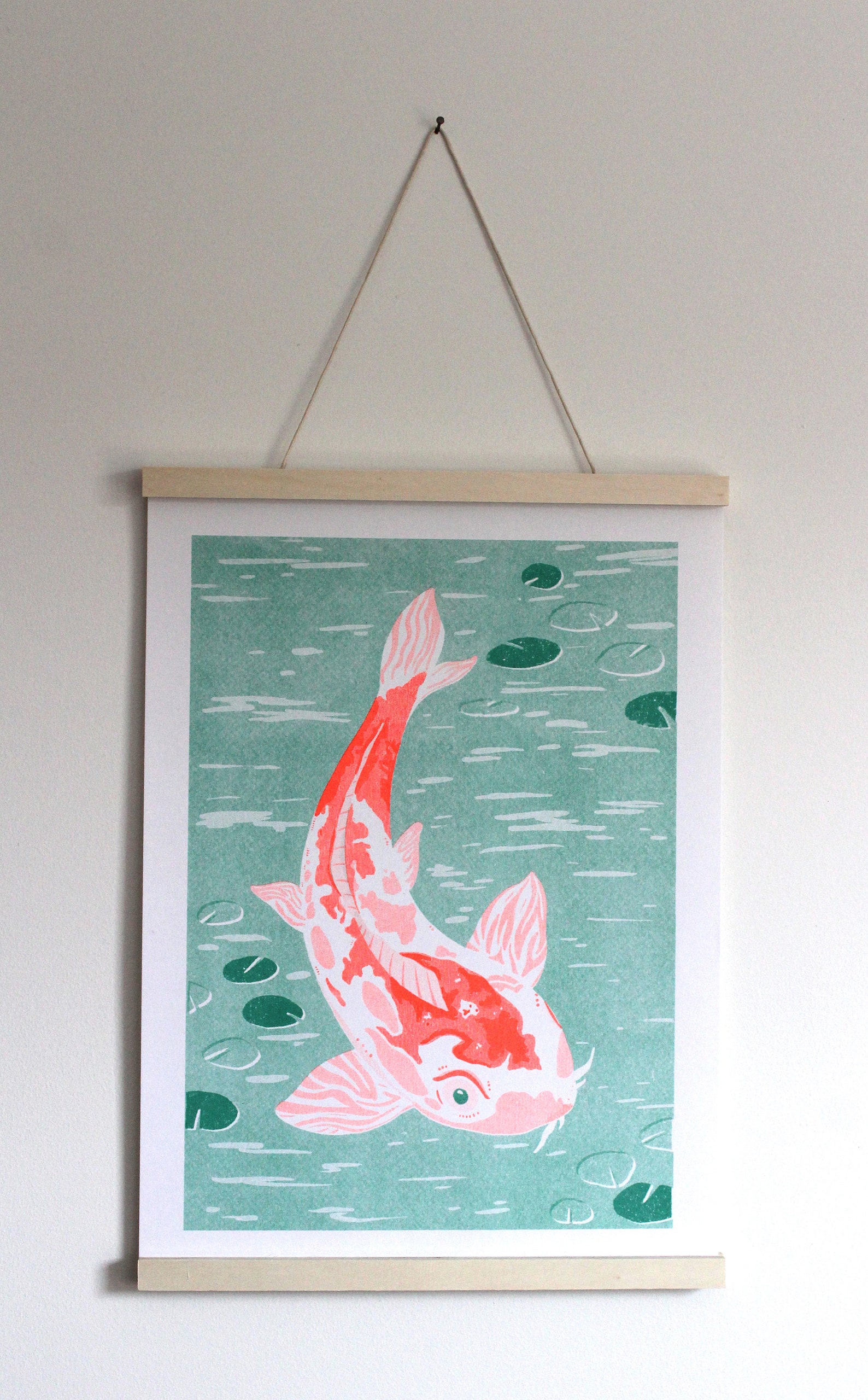 Koi Fish A3 Risograph Print Illustration, Riso Print, Wall Art - Etsy