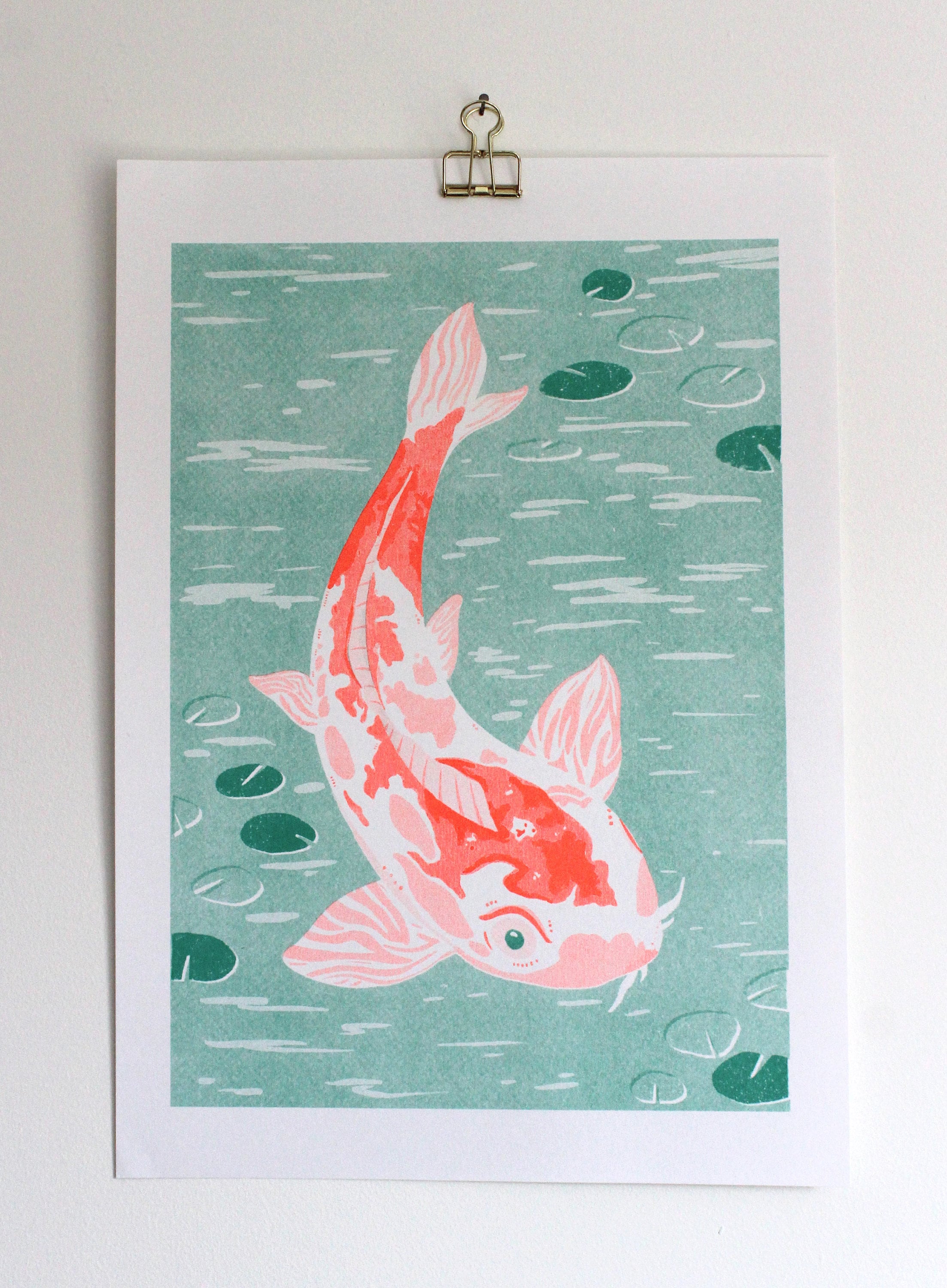Koi Fish A3 Risograph Print Illustration, Riso Print, Wall Art - Etsy