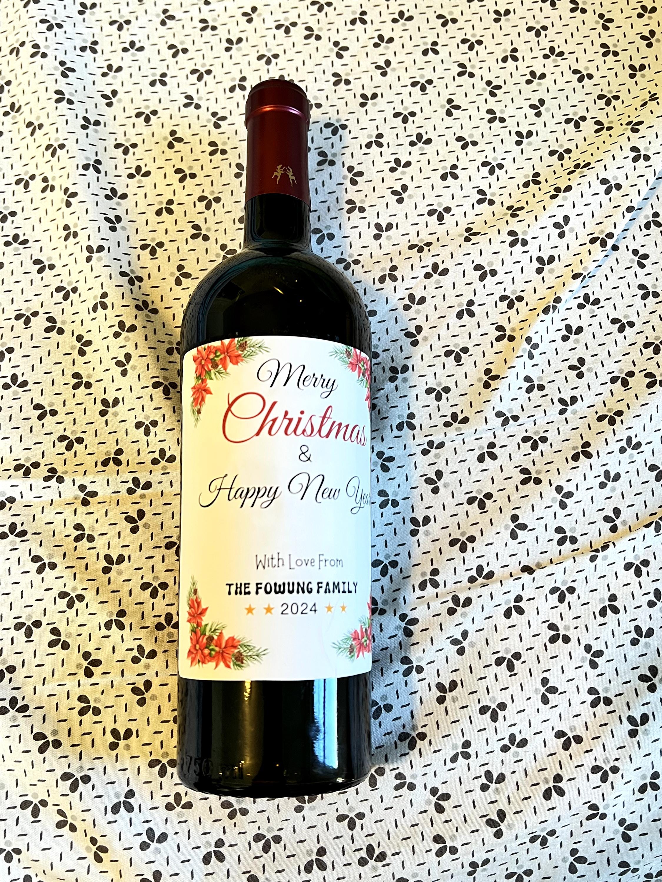 Christmas Wine Label, Personalized Christmas Wine Labels Custom Wine ...