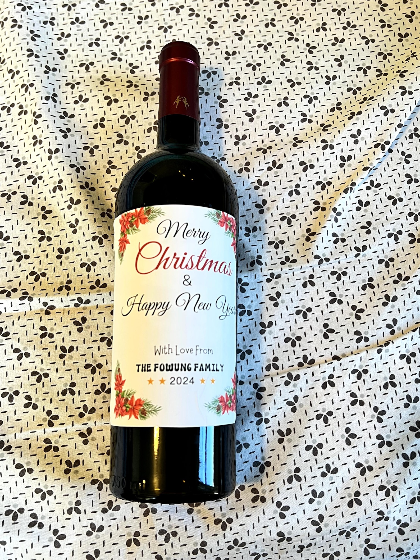 Christmas Wine Label, Personalized Christmas Wine Labels Custom Wine ...