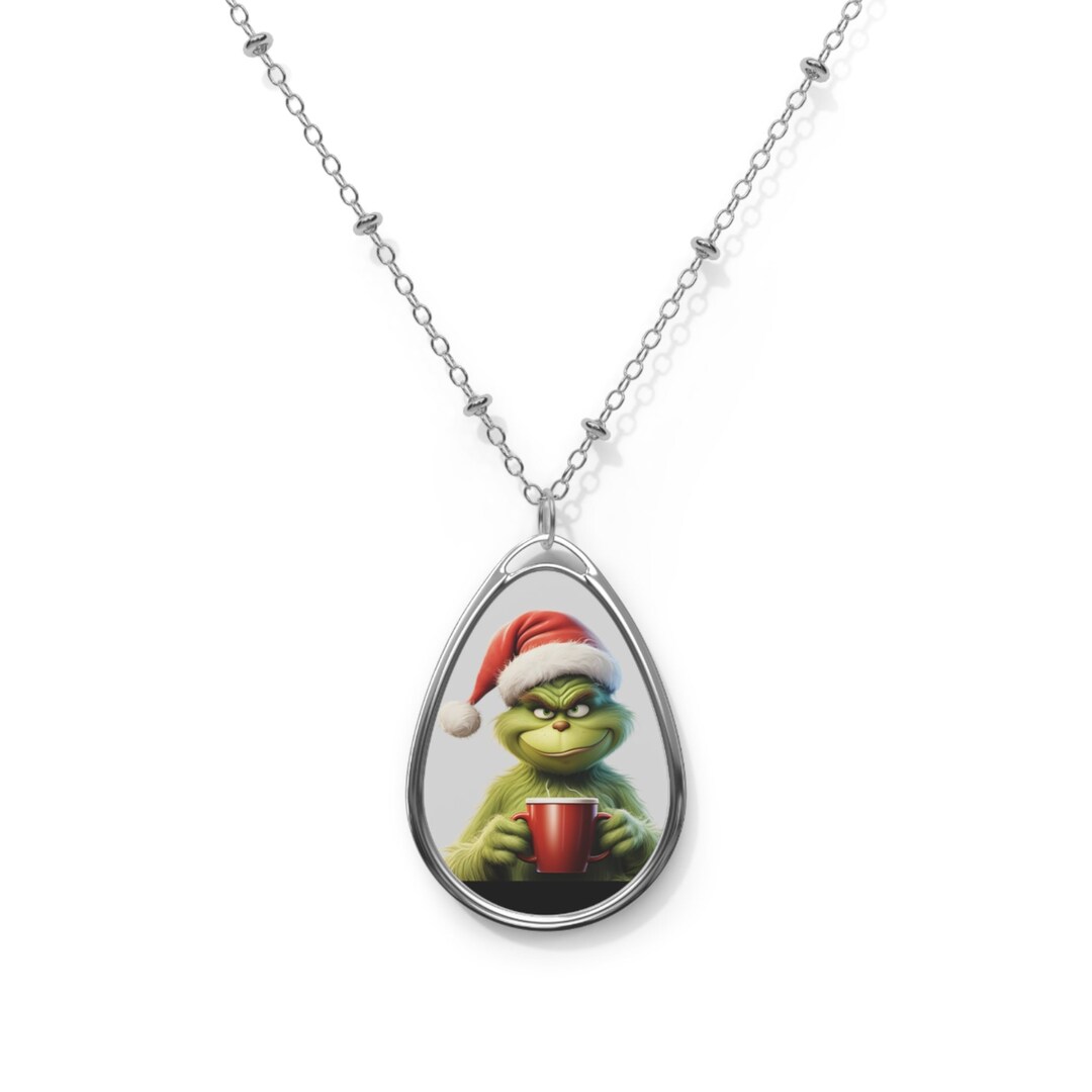 Grinch Oval Pendant Necklace – Whoville Christmas Jewelry - Etsy