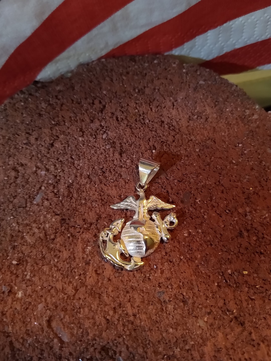 United States Marine Corps Emblem Necklace or Key Ring Pendant Sterling ...