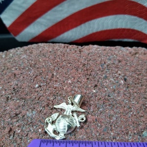 United States Marine Corps Emblem Necklace or Key Ring Pendant Sterling ...