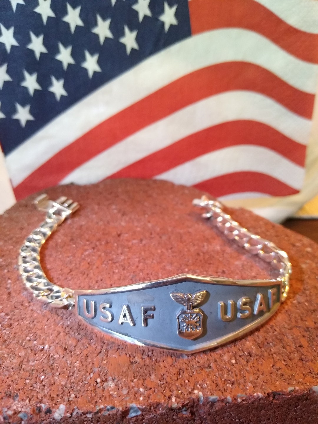 United States Air Force Shield Style Sterling Silver .925 Chain ...
