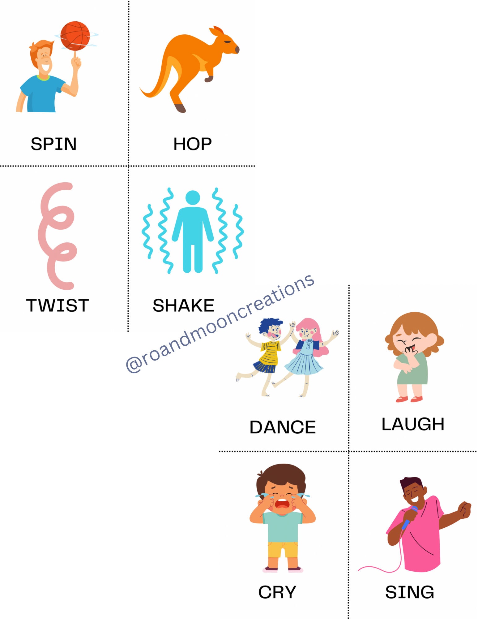 Action Cards for Children | Flash Commands | Simon Says | Montessori ...