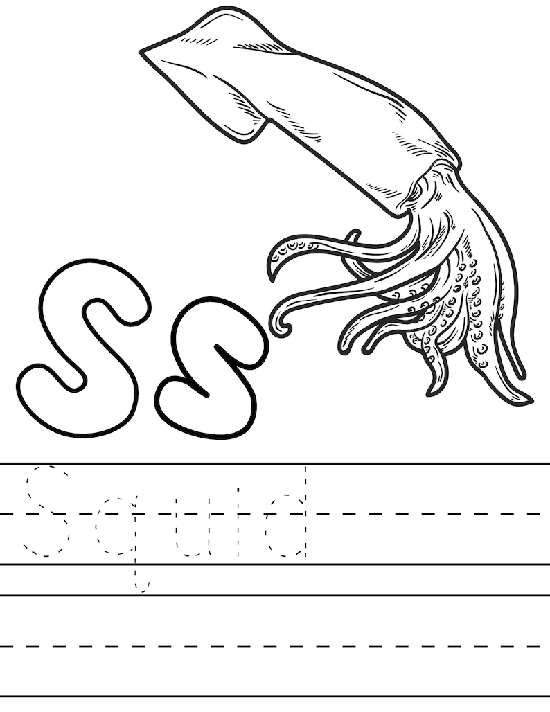 Alphabet Animal Tracing and Coloring Pages Learn to Write - Etsy