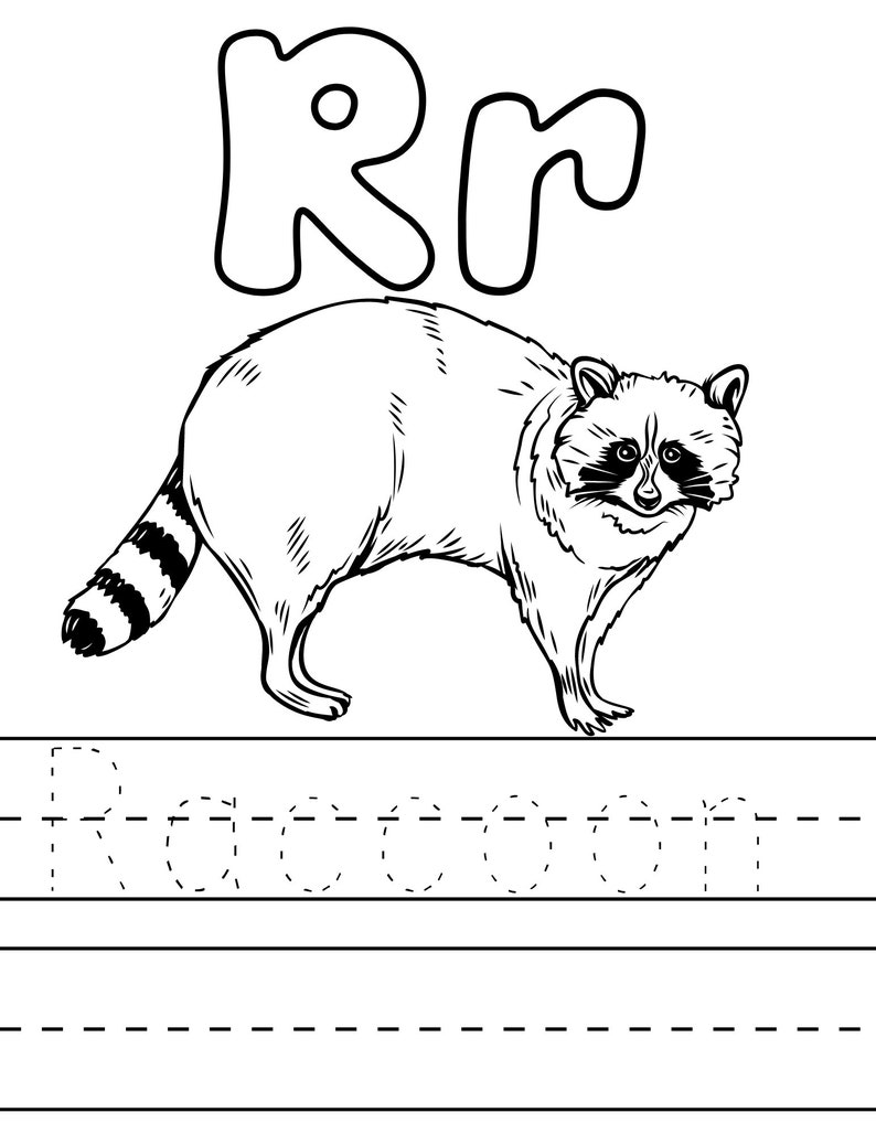 Alphabet Animal Tracing and Coloring Pages Learn to Write - Etsy