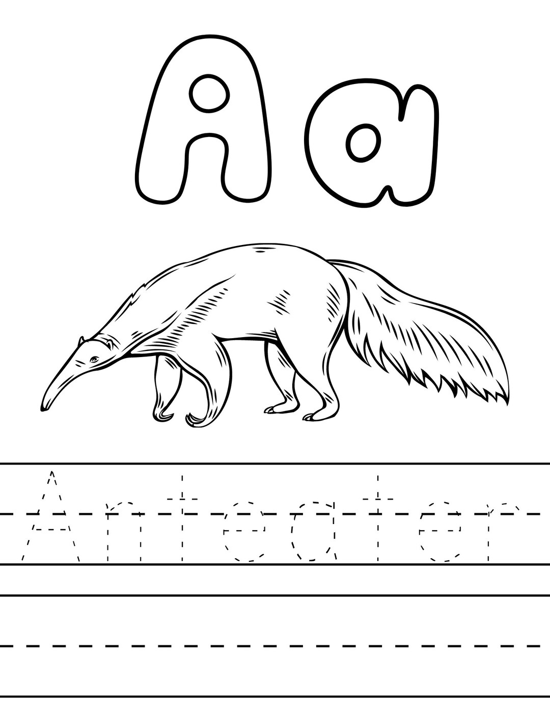 Alphabet Animal Tracing and Coloring Pages | Learn to Write Pages ...