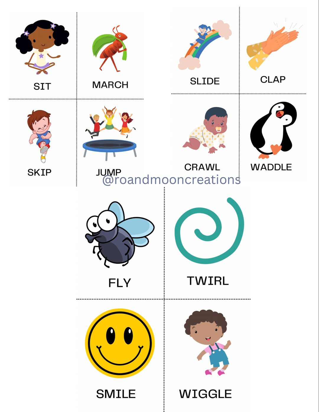 Action Cards for Children | Flash Commands | Simon Says | Montessori ...