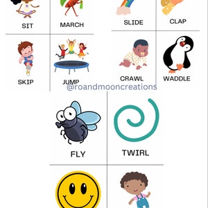 Action Cards for Children | Flash Commands | Simon Says | Montessori ...