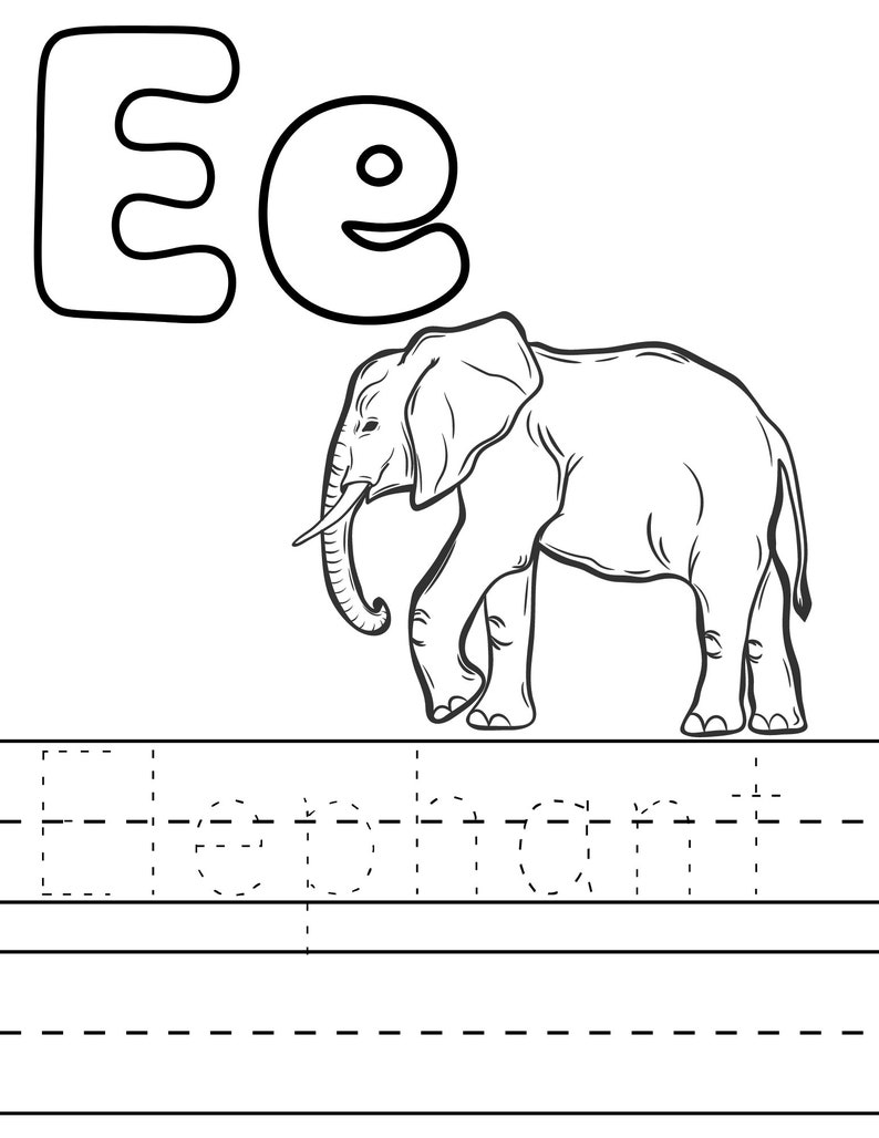 Alphabet Animal Tracing and Coloring Pages Learn to Write - Etsy