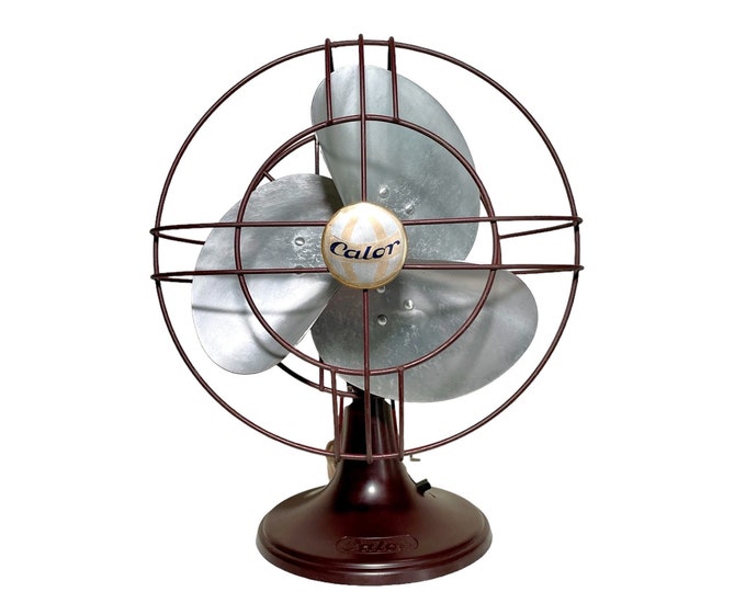 Mid Century Calor Electric Fan - Vintage French Burgundy Metal Bakelite ...