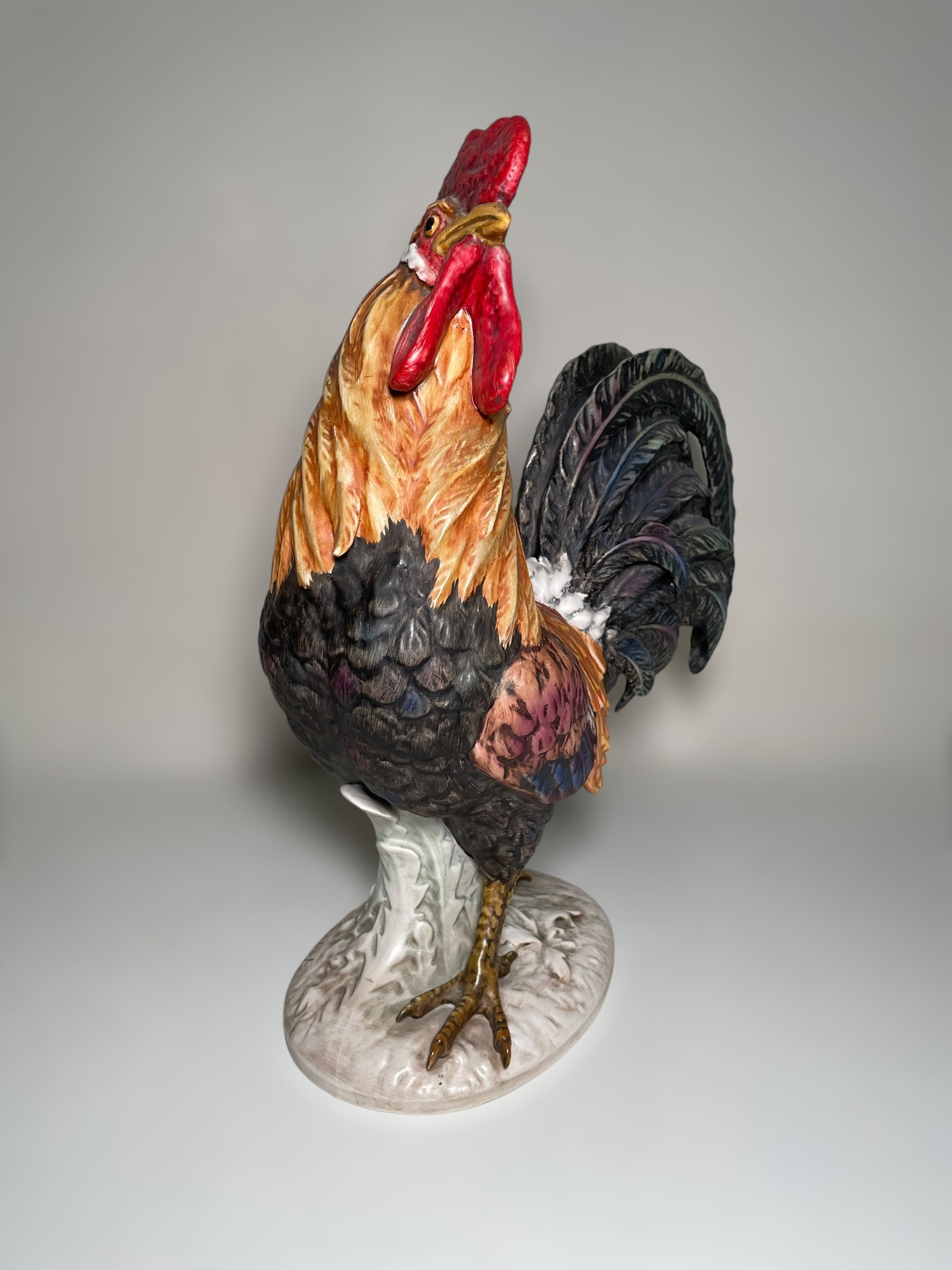 Vintage Goebel Rooster Statue - Large German Cock Bisque Porcelain ...