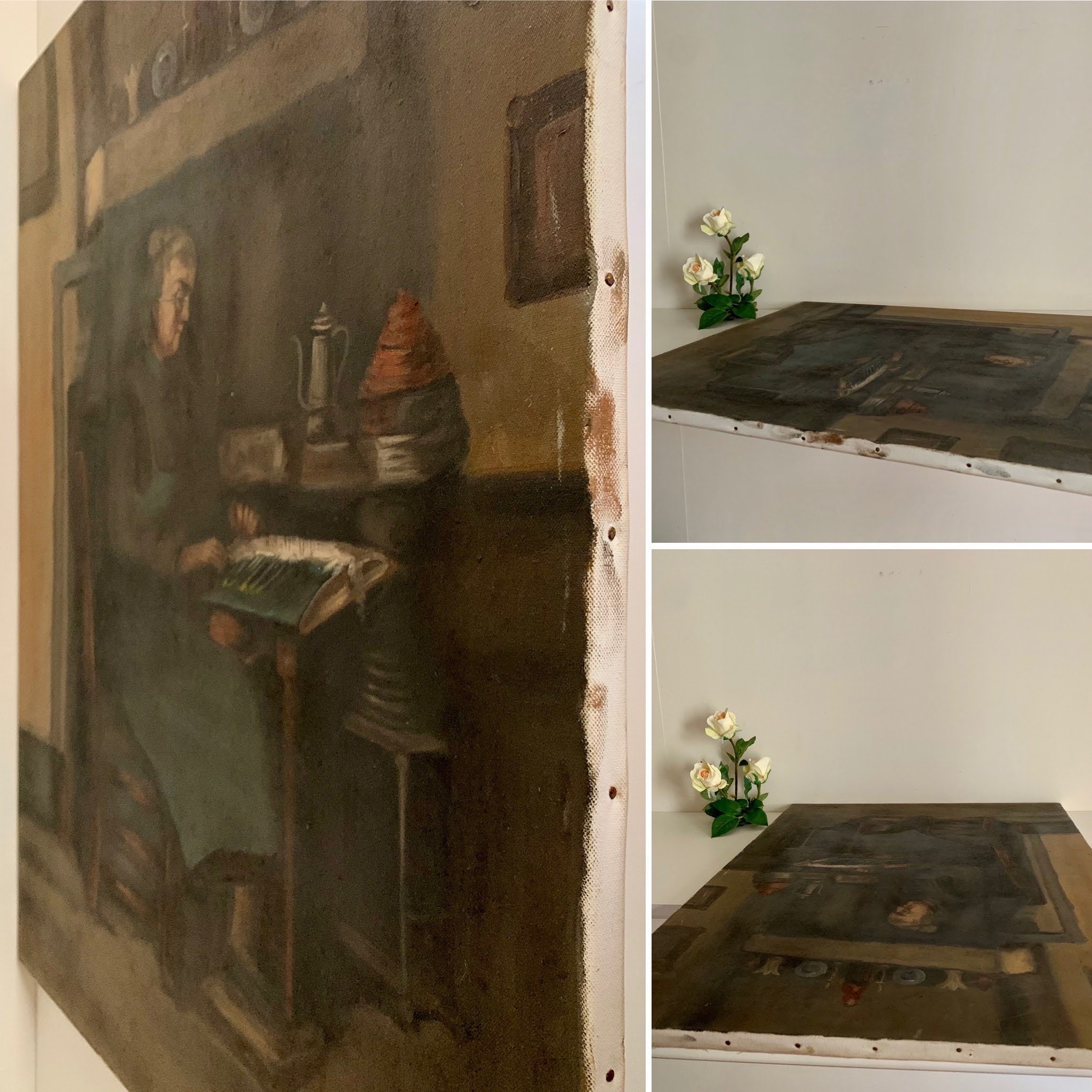 Vintage Lacemaker Oil Painting Large Belgian Interior Scene | Etsy