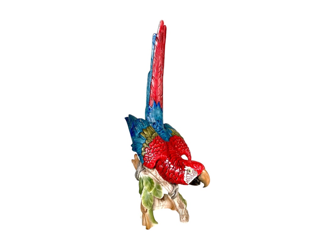 Vintage Goebel Parrot Statue 17 German Macaw Bird Porcelain Figure Mid ...