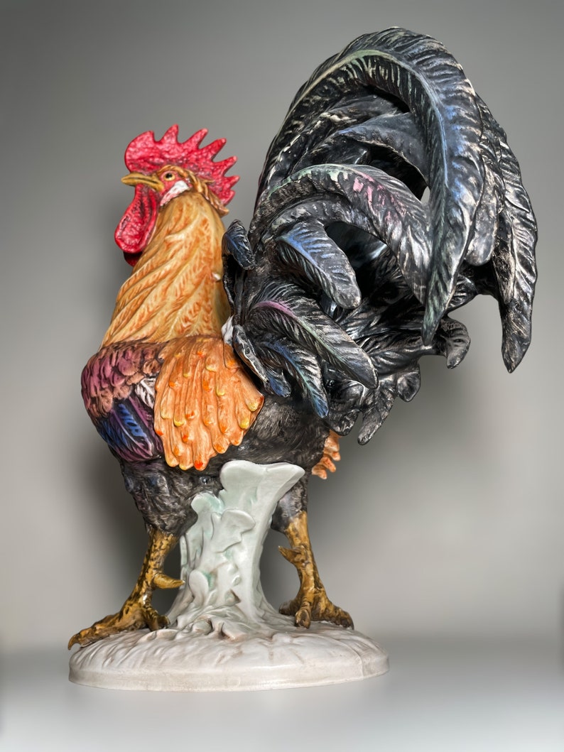 Vintage Goebel Rooster Statue - Large German Cock Bisque Porcelain ...