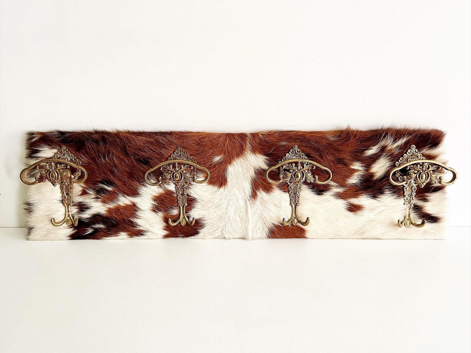 32 Vintage Cowhide Solid Brass Coat Rack Belgian Cow | Etsy