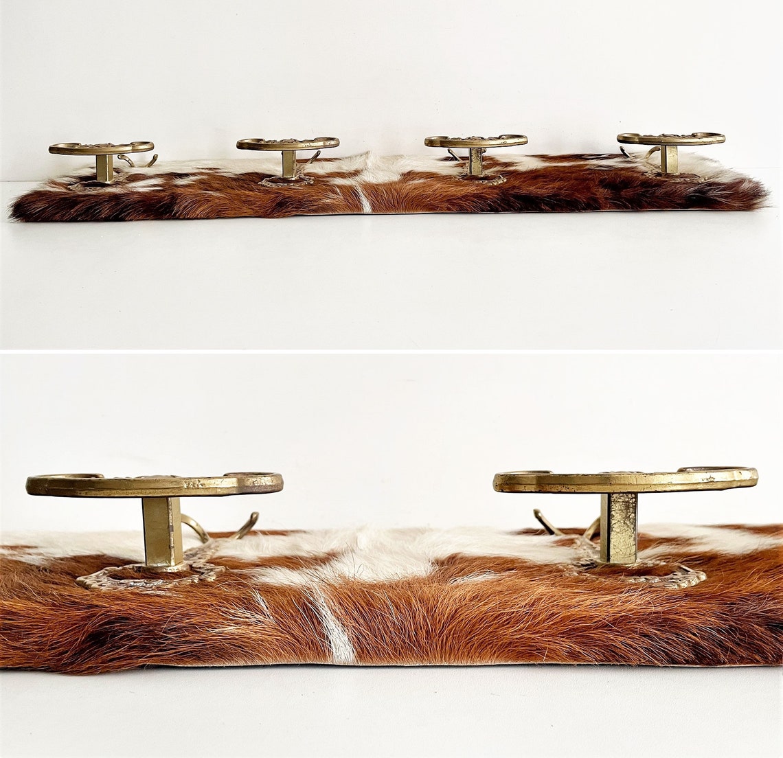 32 Vintage Cowhide Solid Brass Coat Rack Belgian Cow | Etsy