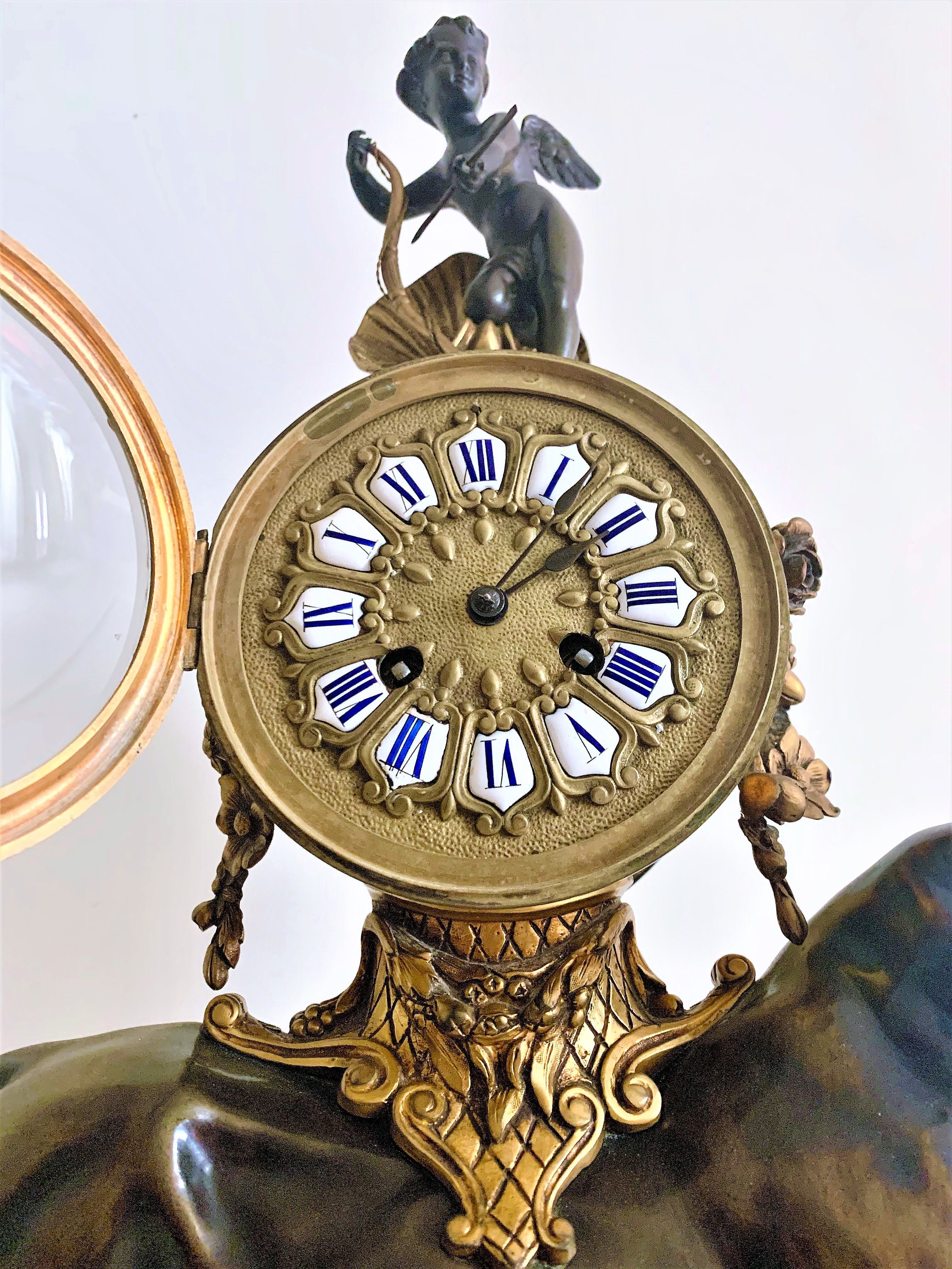 French Cupid and Bull Mantle Clock Antique Gilt & Patinated | Etsy