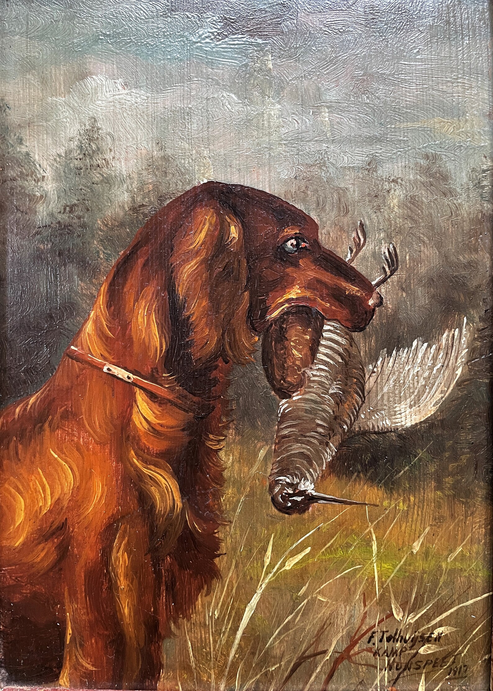 PAIR of Hunting Dogs Oil Paintings - Authentic Dutch F. Tolhuijsen Oil ...