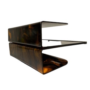 Vintage Lucite and Brass Tortoise Shell Style Magazine Rack Italian ...