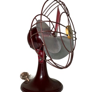 Mid Century Calor Electric Fan - Vintage French Burgundy Metal Bakelite ...