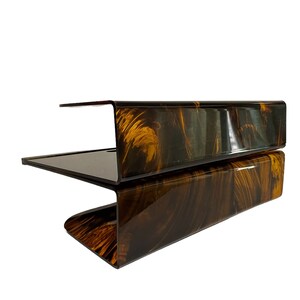 Vintage Lucite and Brass Tortoise Shell Style Magazine Rack Italian ...