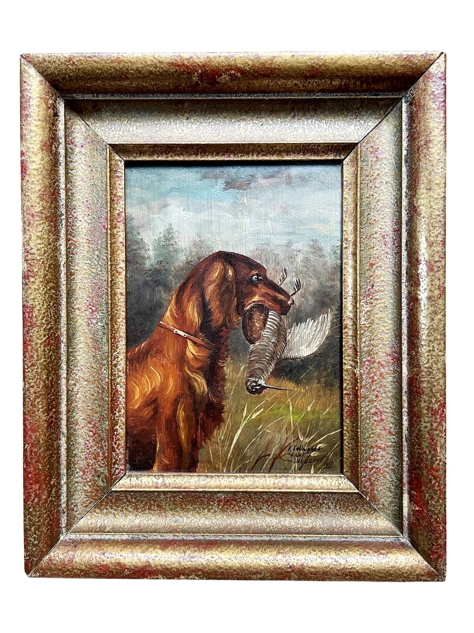 PAIR of Hunting Dogs Oil Paintings - Authentic Dutch F. Tolhuijsen Oil ...