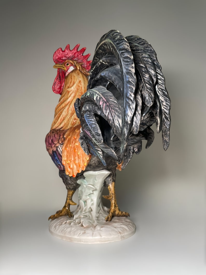 Vintage Goebel Rooster Statue - Large German Cock Bisque Porcelain ...