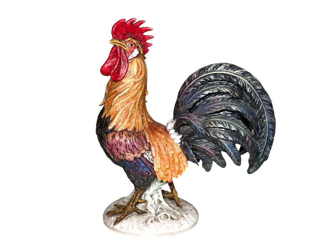 Vintage Goebel Rooster Statue - Large German Cock Bisque Porcelain ...